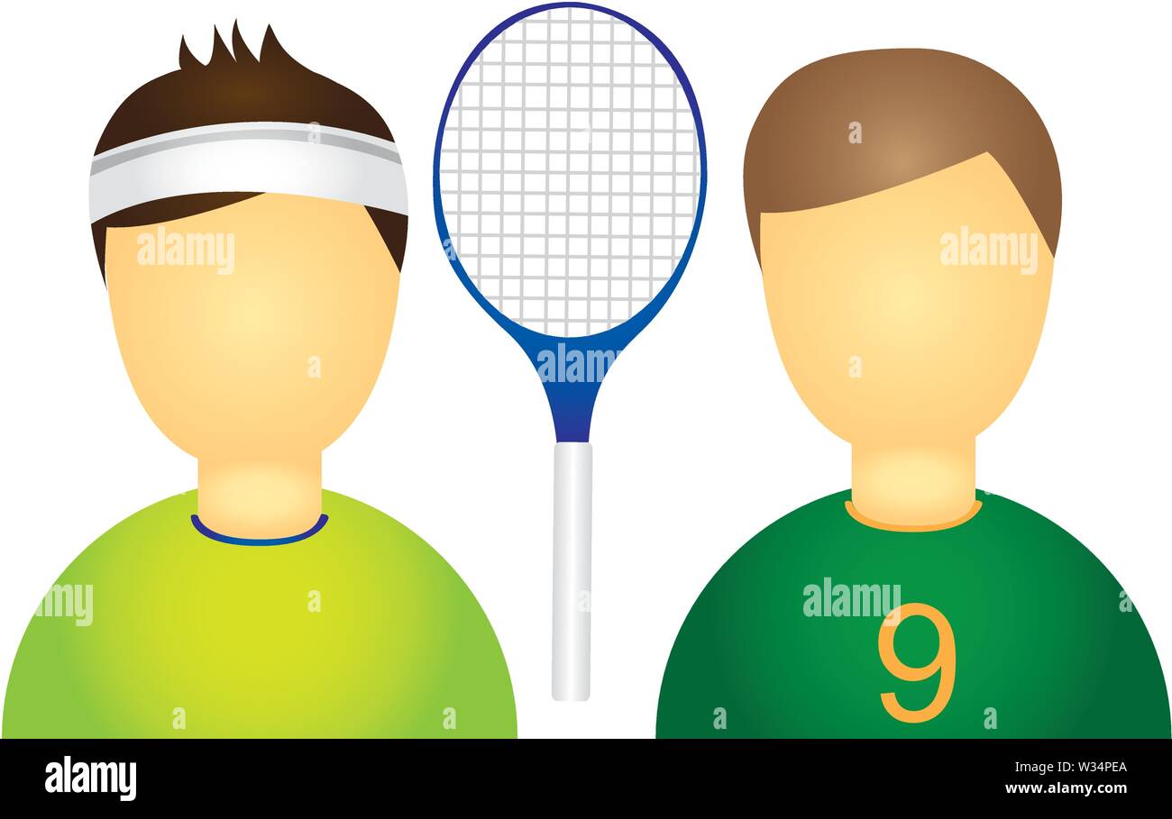 sportsmen with racket isolated over white background vector Stock ...