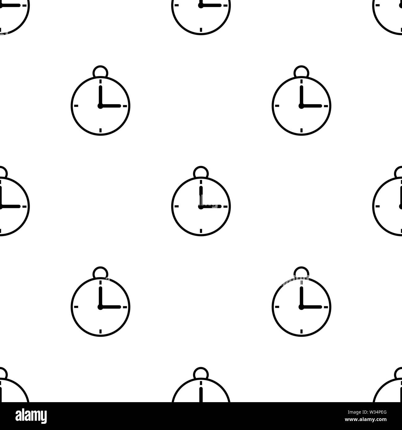 Seamless pattern with stopwatch icon on white background. Time symbol ...