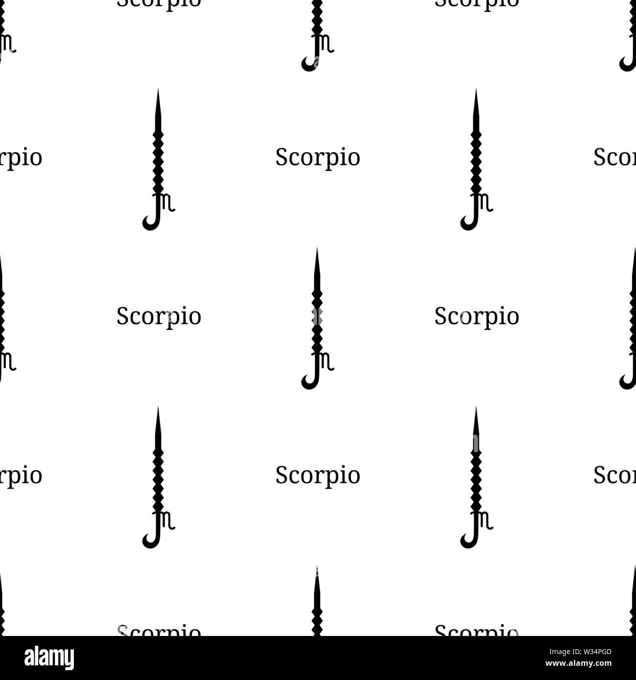 Seamless pattern with scorpio zodiac sword sign. Black silhouette of ...