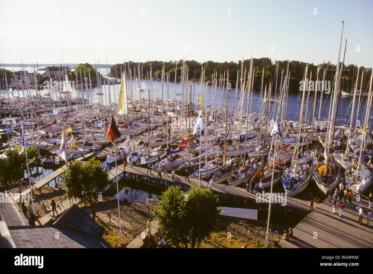 SANDHAMN summer harbor before start of Gotland around rhe race Stock ...
