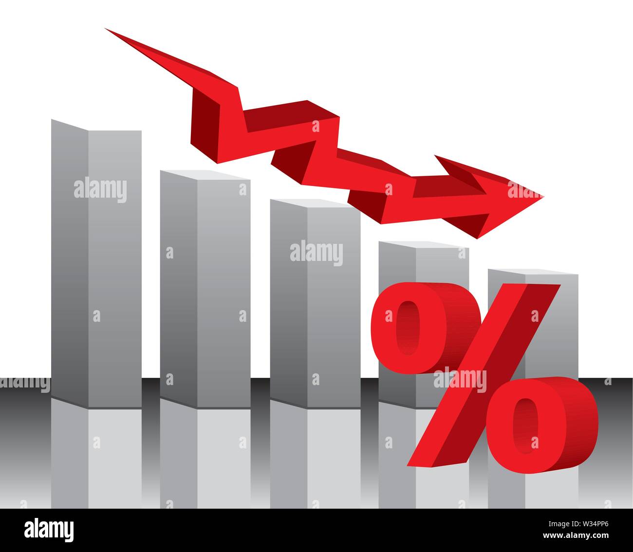 bar graph red arrow and percent background vector bar graph red arrow ...
