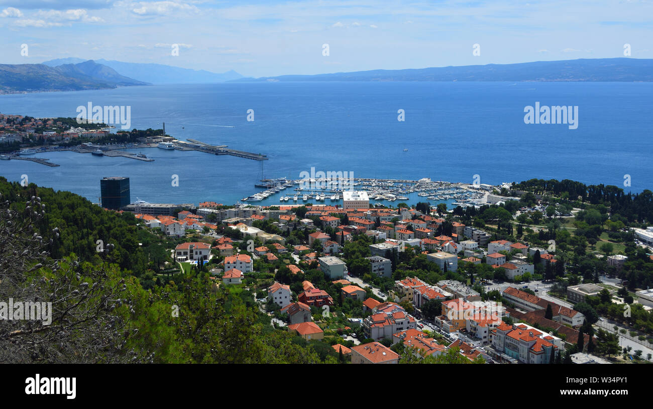 Panorama view of Split Seafront with the Island of Brac in view Stock ...