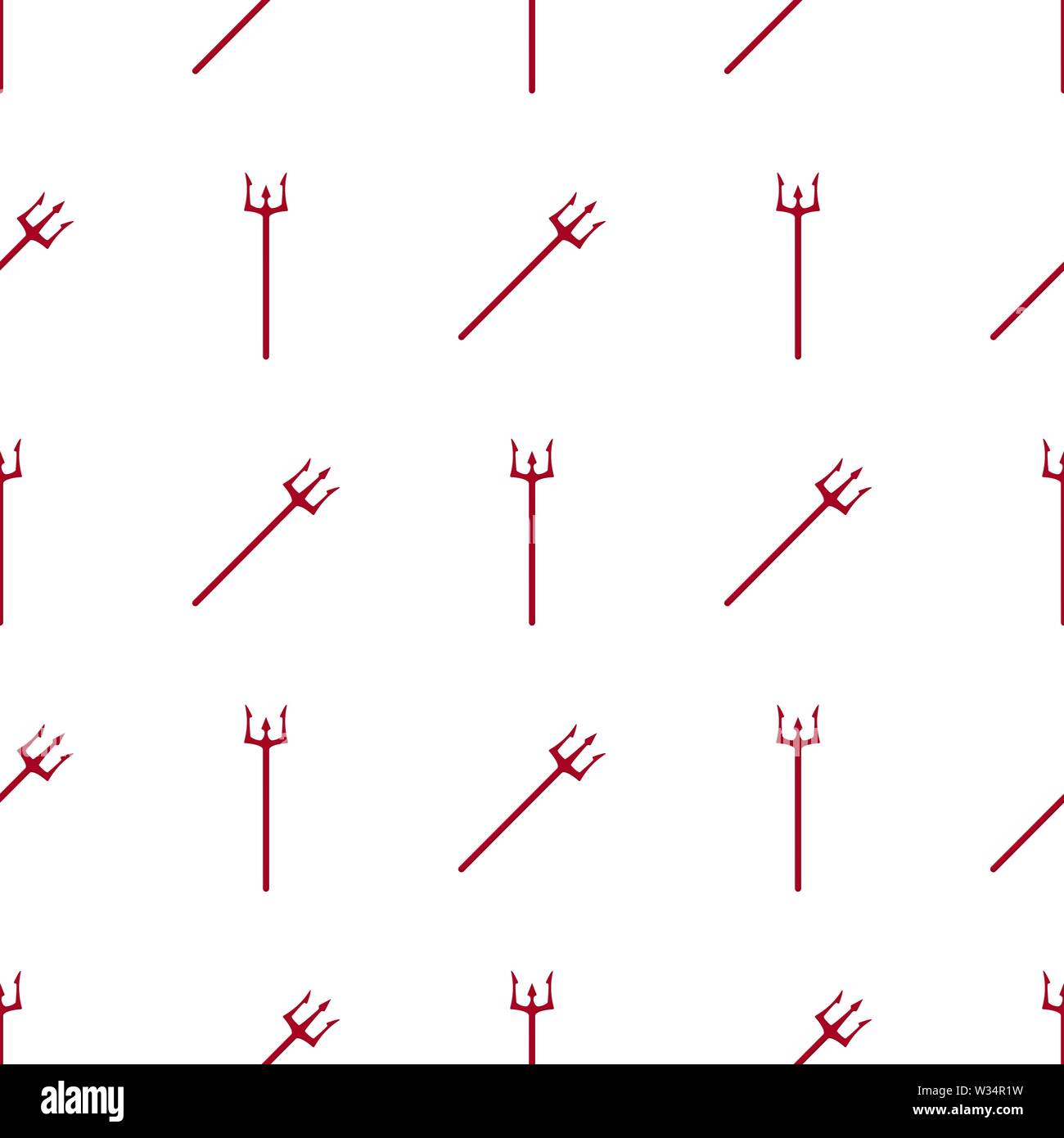 Seamless pattern with red devil tridents on white background. Hell ...