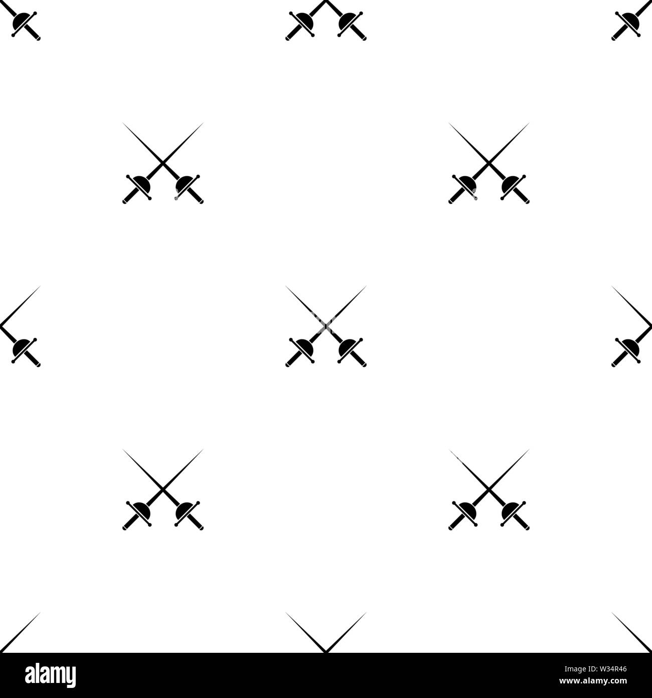 Seamless pattern with silhouette icon of a crossed rapiers. Fencing ...