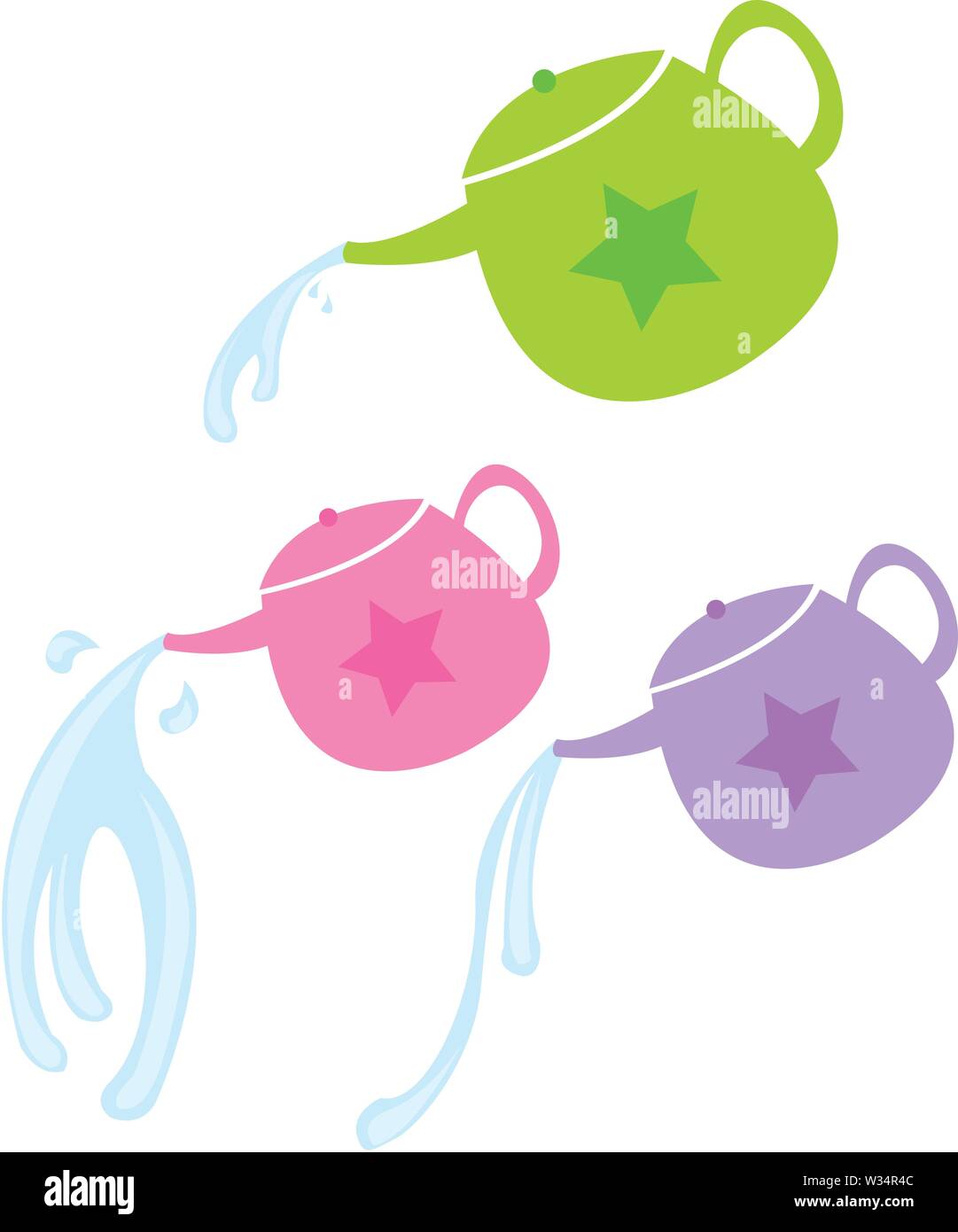 cute watering can with water isolated over white background vect Stock ...