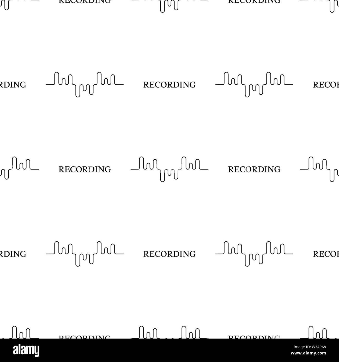 Seamless pattern with line style icon of sound wave on white background ...