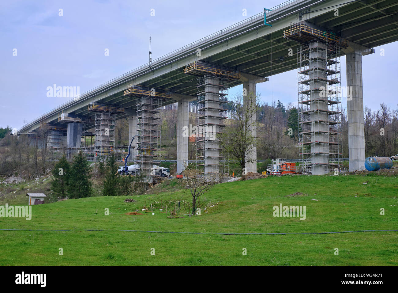 Slovenia: Crew of workers working on repair and maintenance of the ...