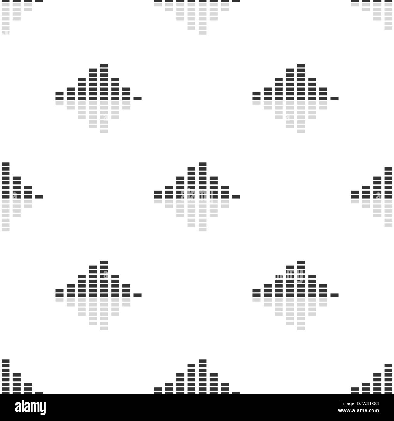 Seamless pattern with equalizer icons on white background. Music recording studio template ...