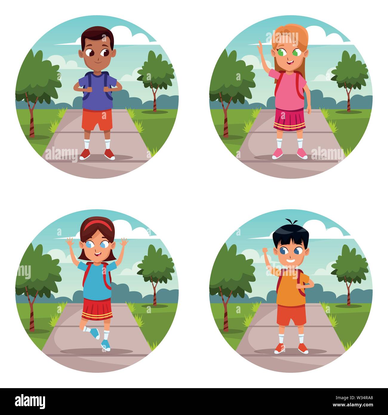 Set of School kids backpack cartoon Stock Vector Image & Art - Alamy
