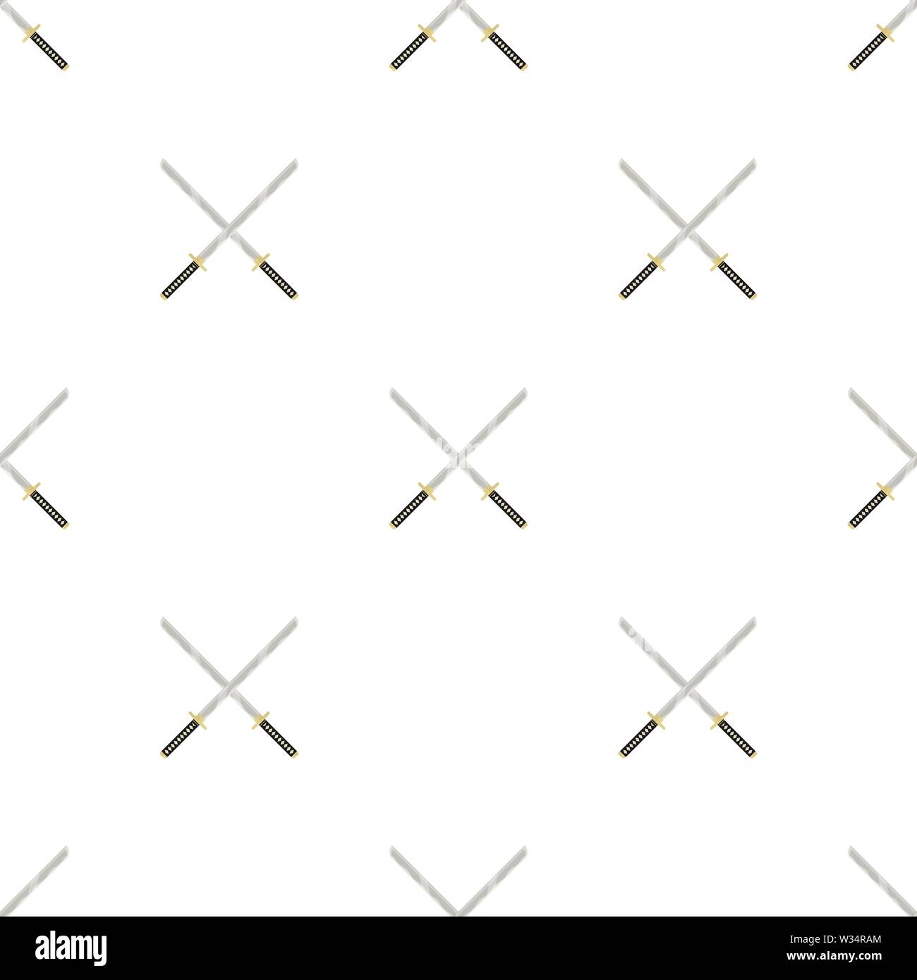 Seamless pattern with crossed katana weapon icons. Ninja weapon ...