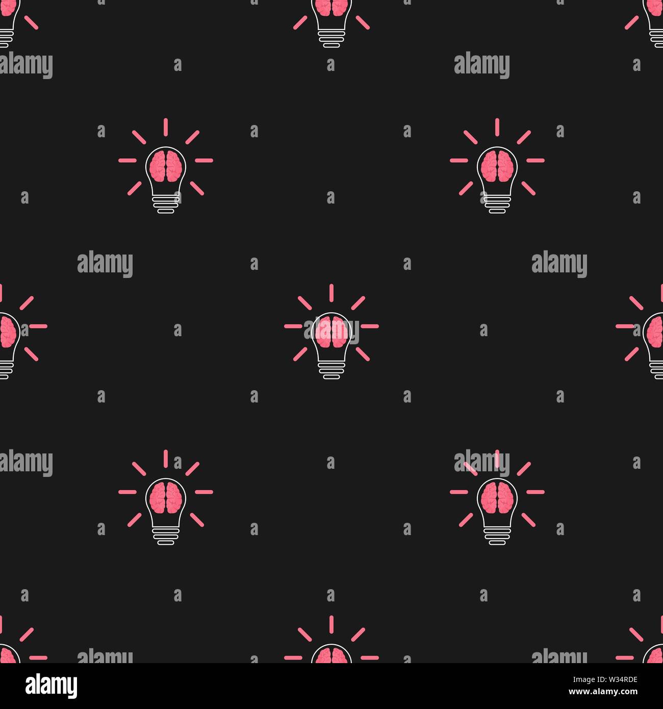 Seamless pattern with brain in lightbulb. Creative idea template ...