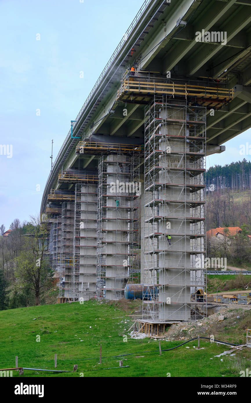 Slovenia: Crew of workers working on repair and maintenance of the ...