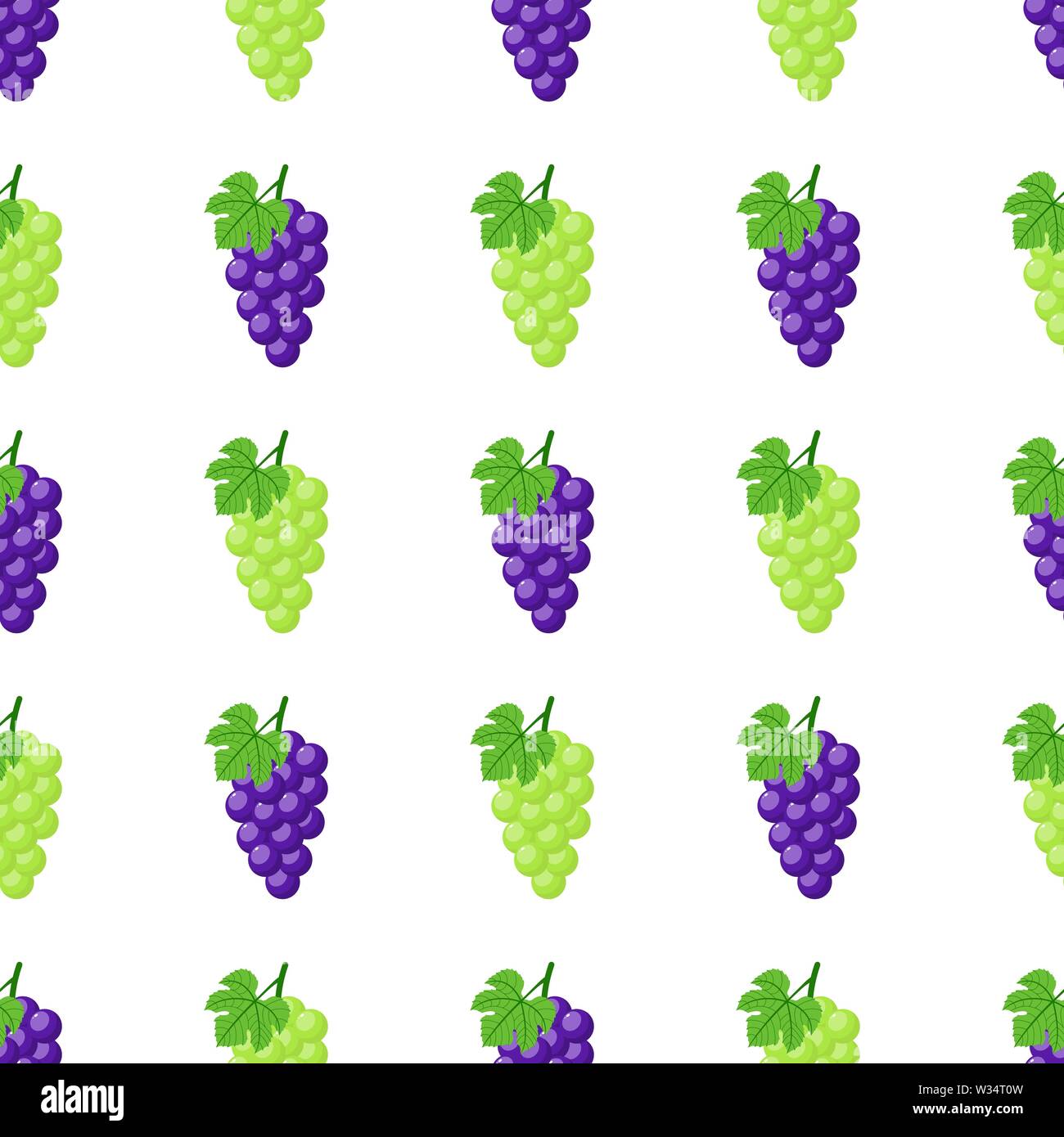 Seamless pattern with purple and green grapes isolated on white ...