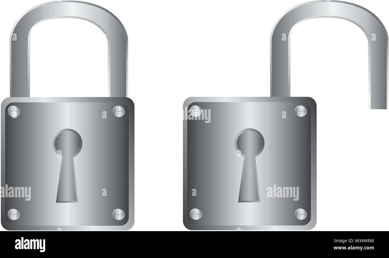 silver padlock isolated over white background vector Stock Vector Image ...