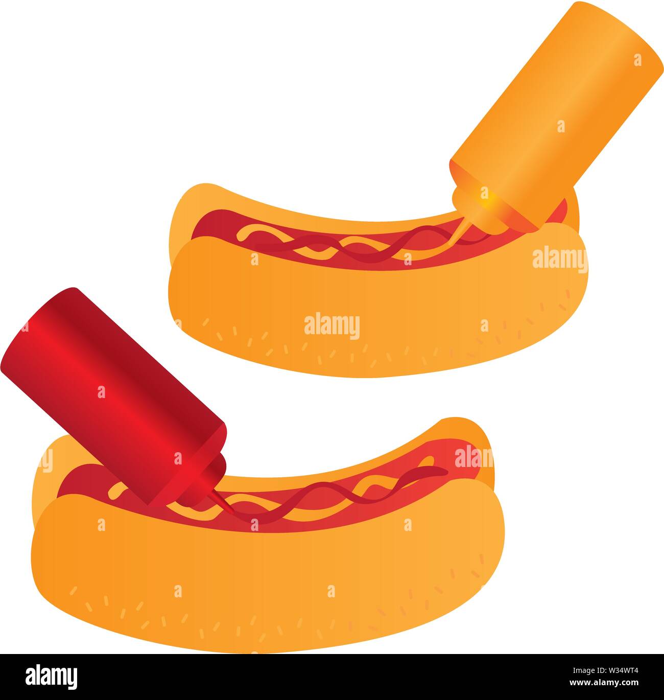 hot dog with mustard and ketchup isolated over white background Stock ...