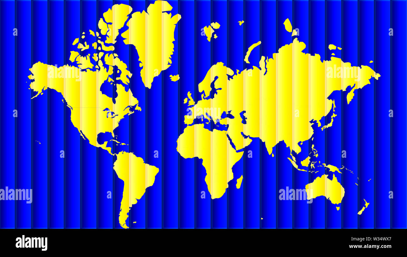 Detailed world map with all countries and subcontinents. Illustration ...