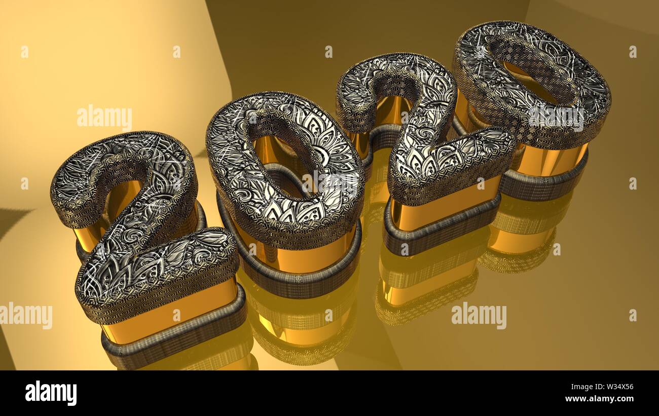 3D pure golden, solid shining text "2020" with golden background Stock ...