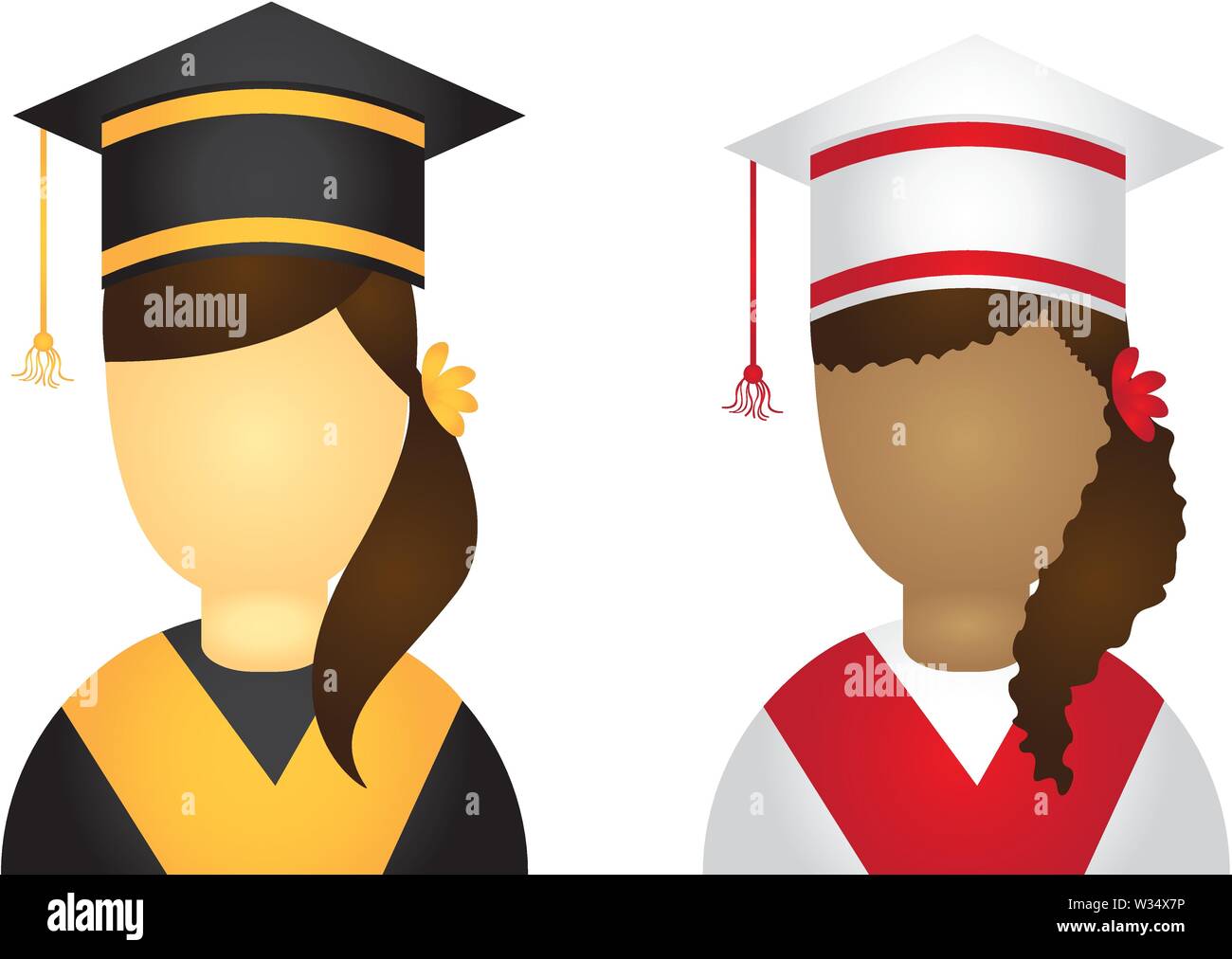 woman graduate icons isolated over white background vector Stock Vector ...