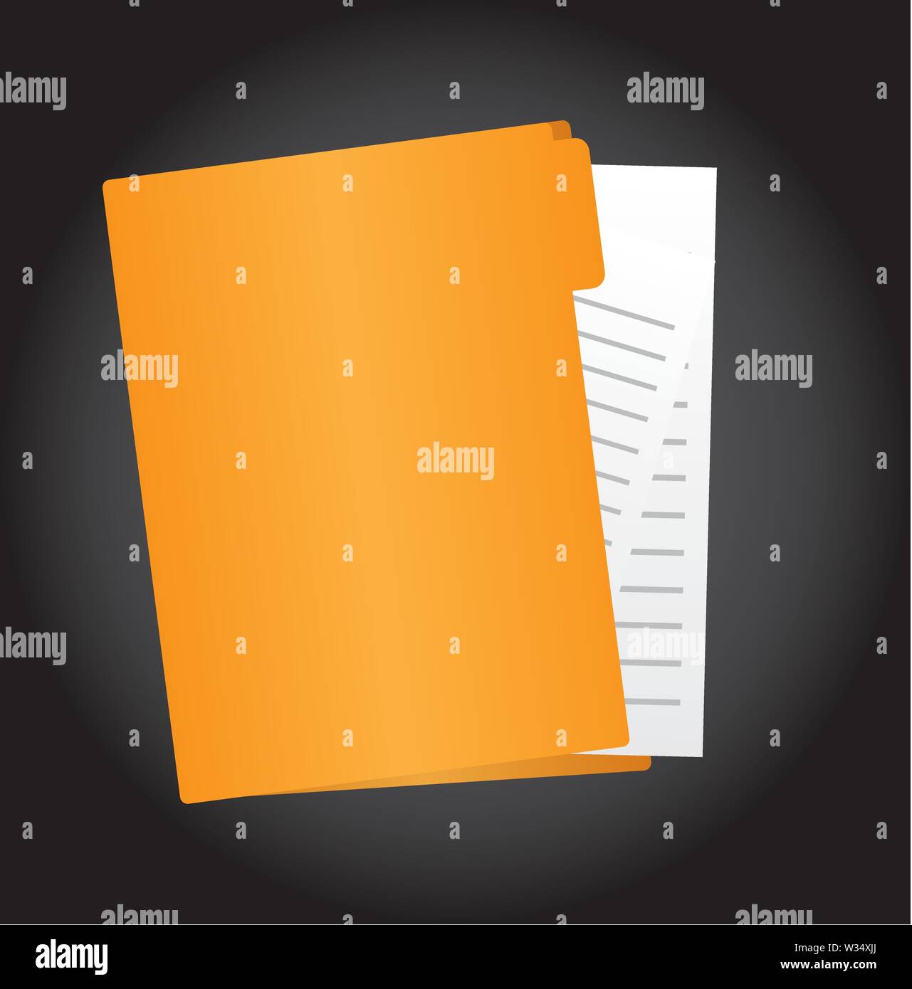folder cartoon with paper isolated over black background vector Stock ...