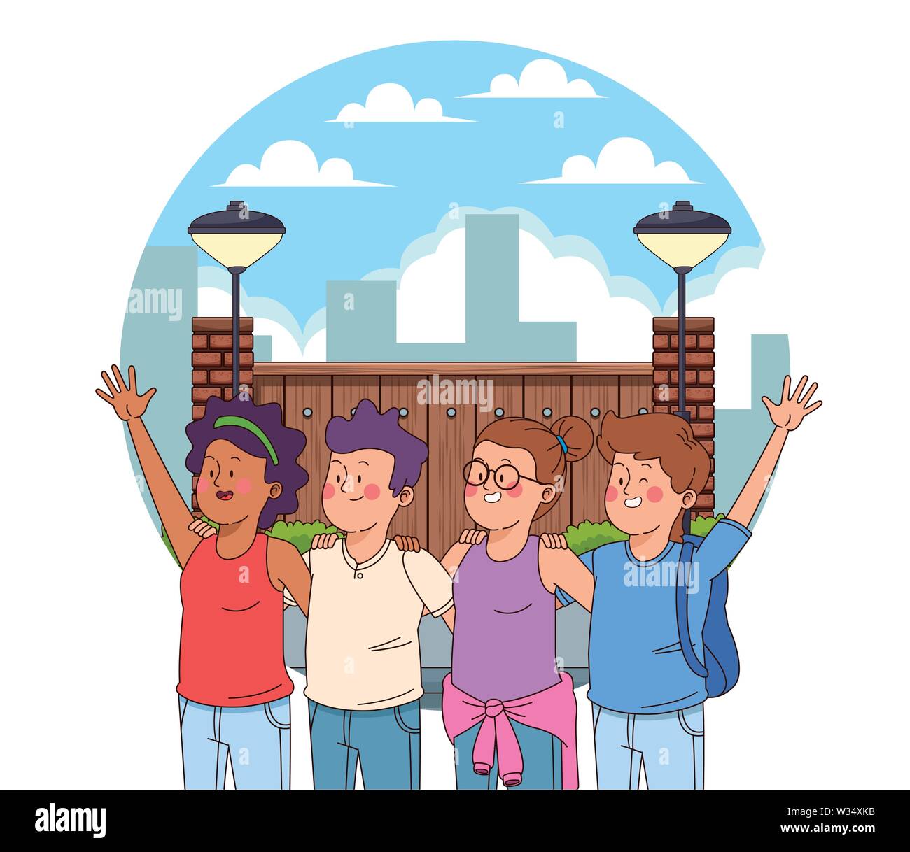 Friends hugging Stock Vector Images - Alamy