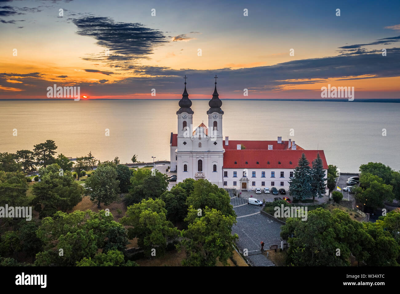 Tihany, Hungary - Aerial skyline view of the famous Benedictine ...