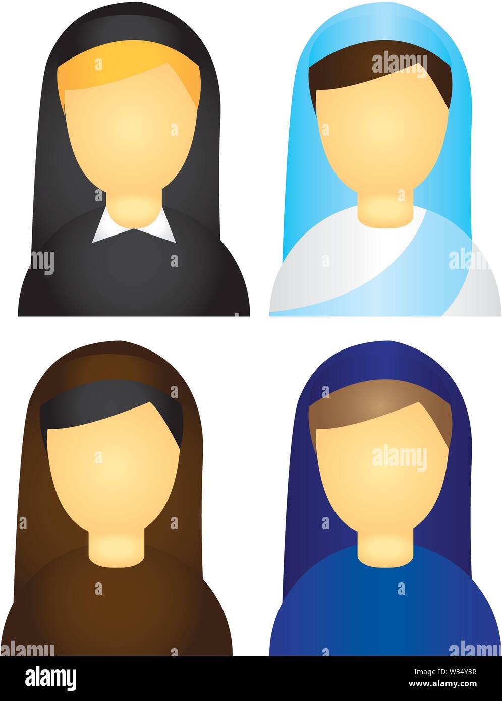 nun icons isolated over white background vector Stock Vector Image ...