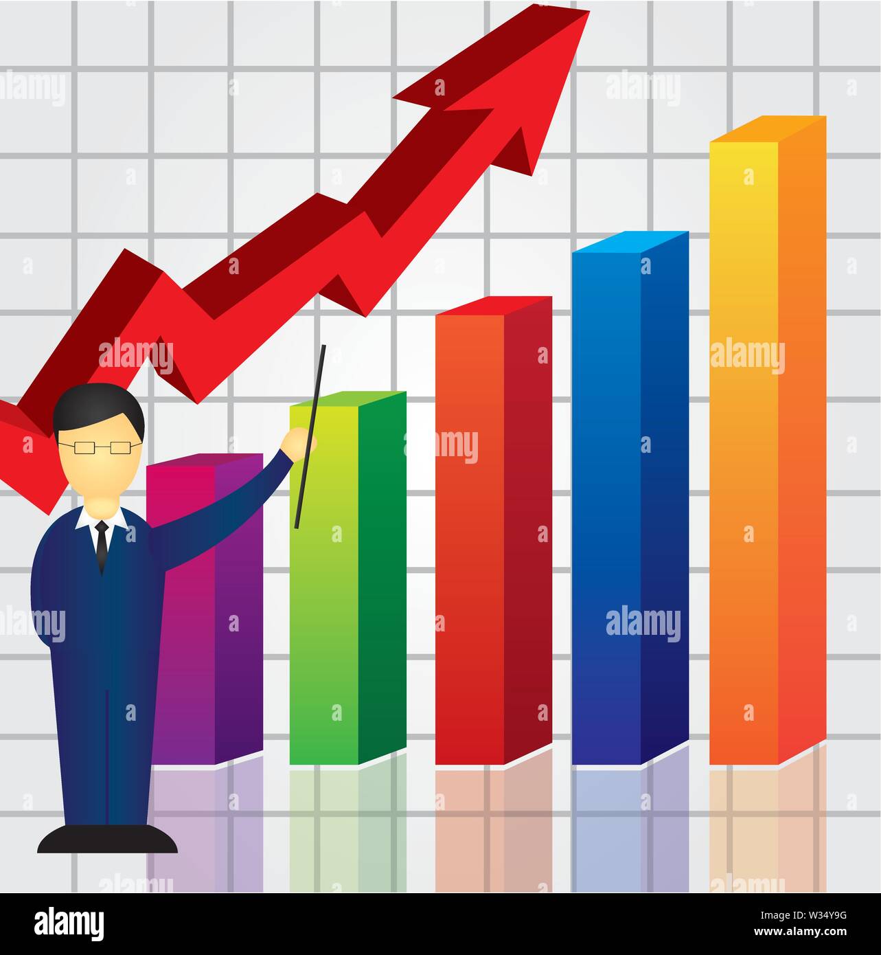 colorful business graph with businessman background vector Stock Vector ...