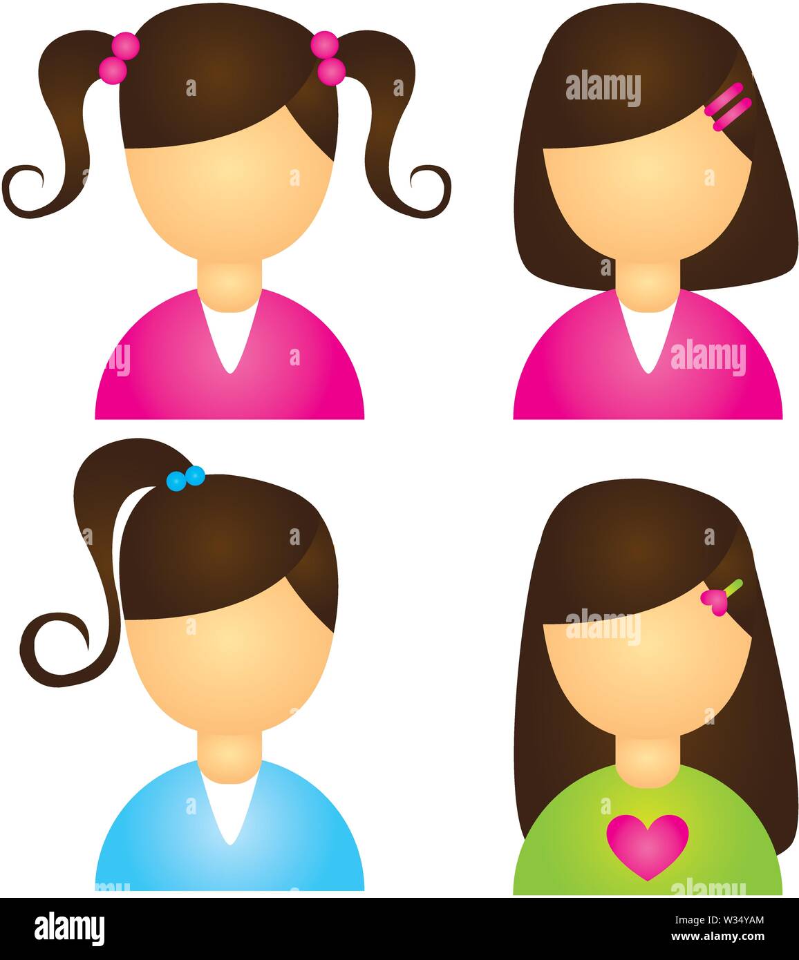 Group girls icon kid cute Stock Vector Images - Alamy