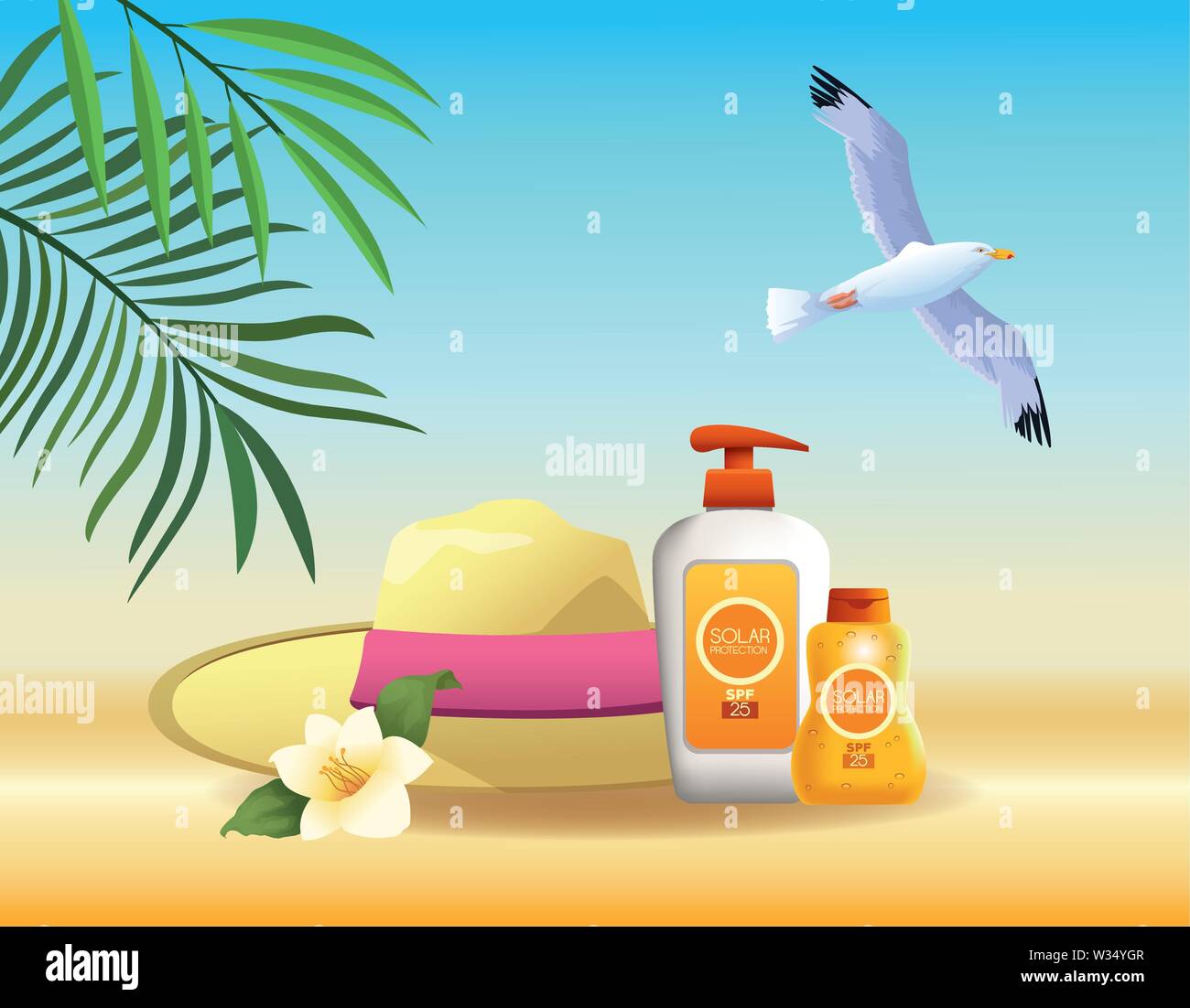 Summer and beach products cartoons Stock Vector Image & Art - Alamy