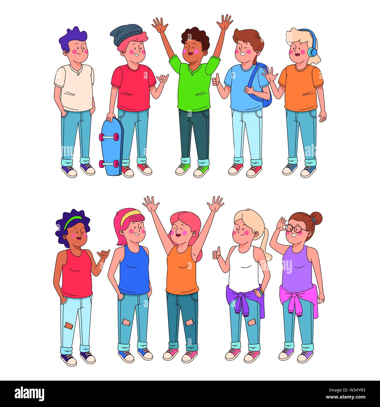 Teenagers boys and girls cartoons Stock Vector Image & Art - Alamy