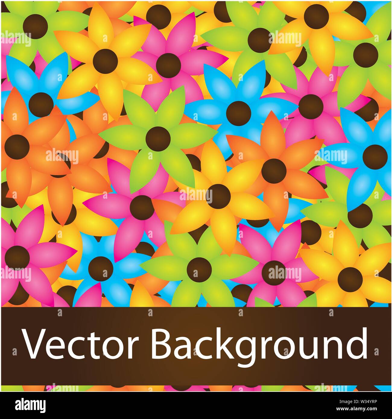 colorful flowers background with space title vector Stock Vector Image ...