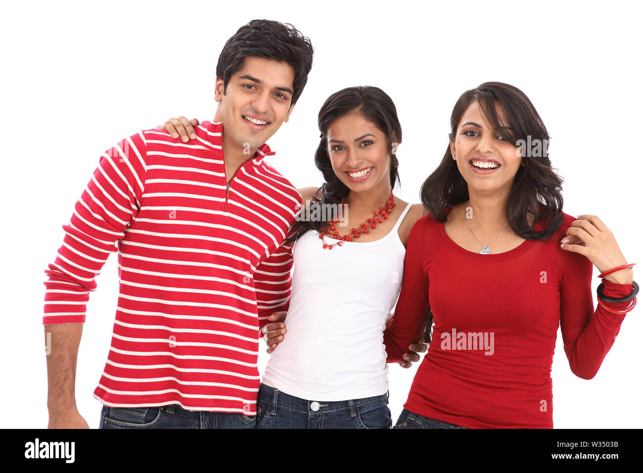 Portrait of three friends smiling Stock Photo - Alamy