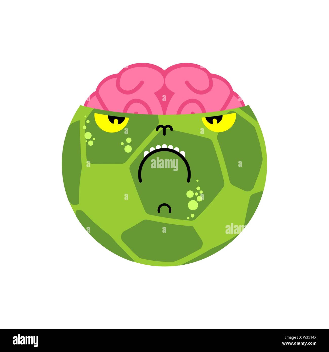 Soccer ball Zombie isolated. Green dead ball and brain. vector ...