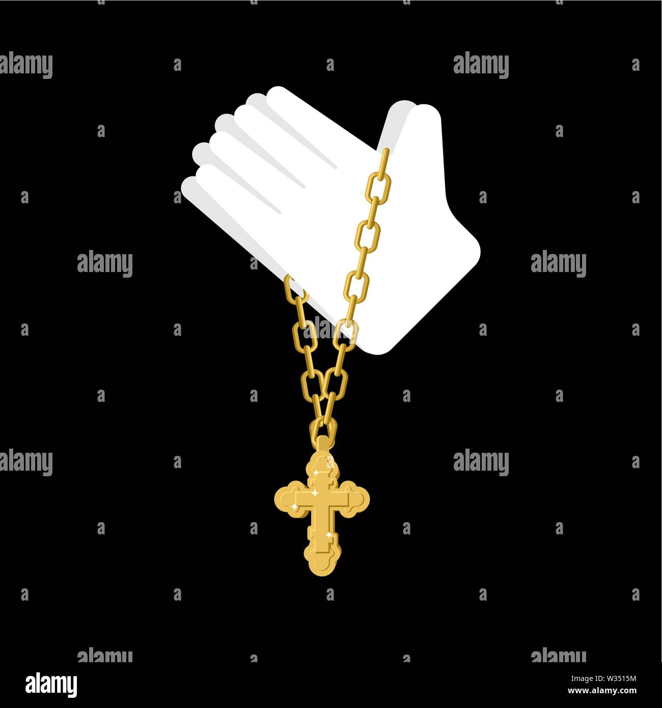 Hands in prayer and cross isolated. Prayer Religion vector texture ...