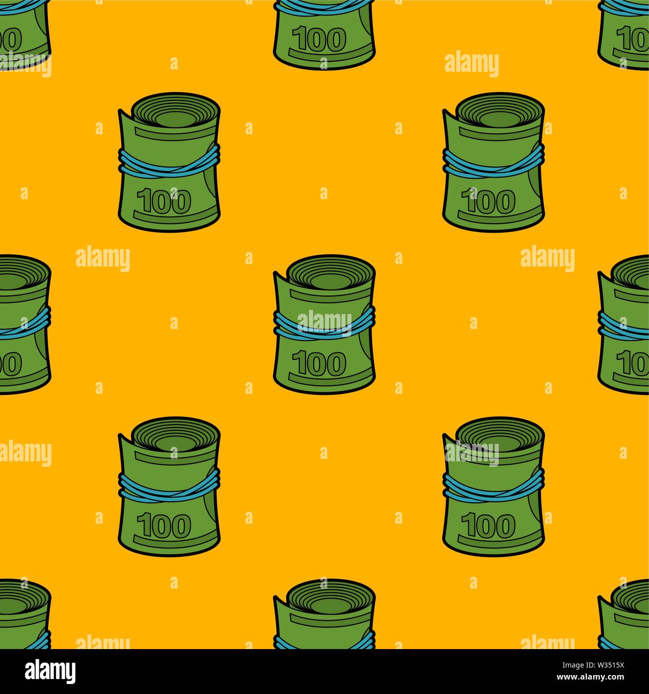 Money roll pattern seamless. Dollars rolled cash background . Vector ...