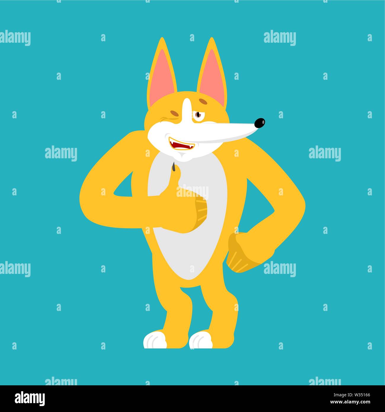 Corgi thumbs up and winks. Dog happy emoji. Pet Vector illustration ...
