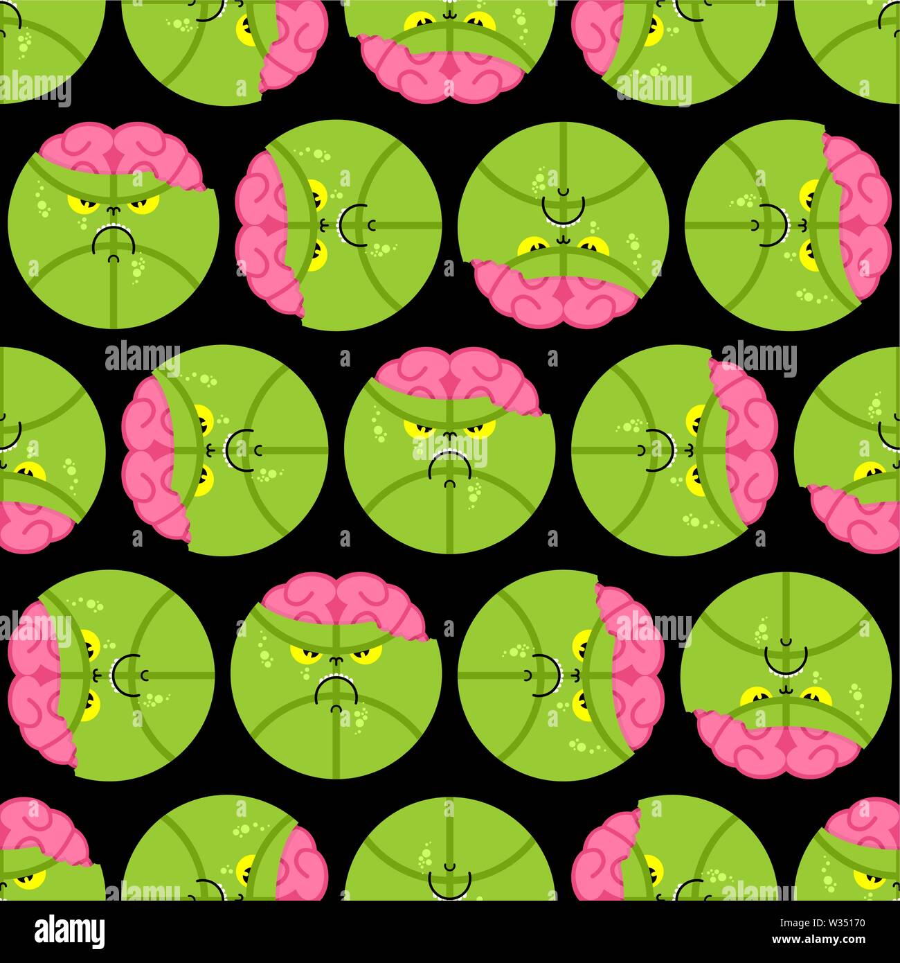 Basketball ball Zombie pattern seamless. Green dead ball and brain ...