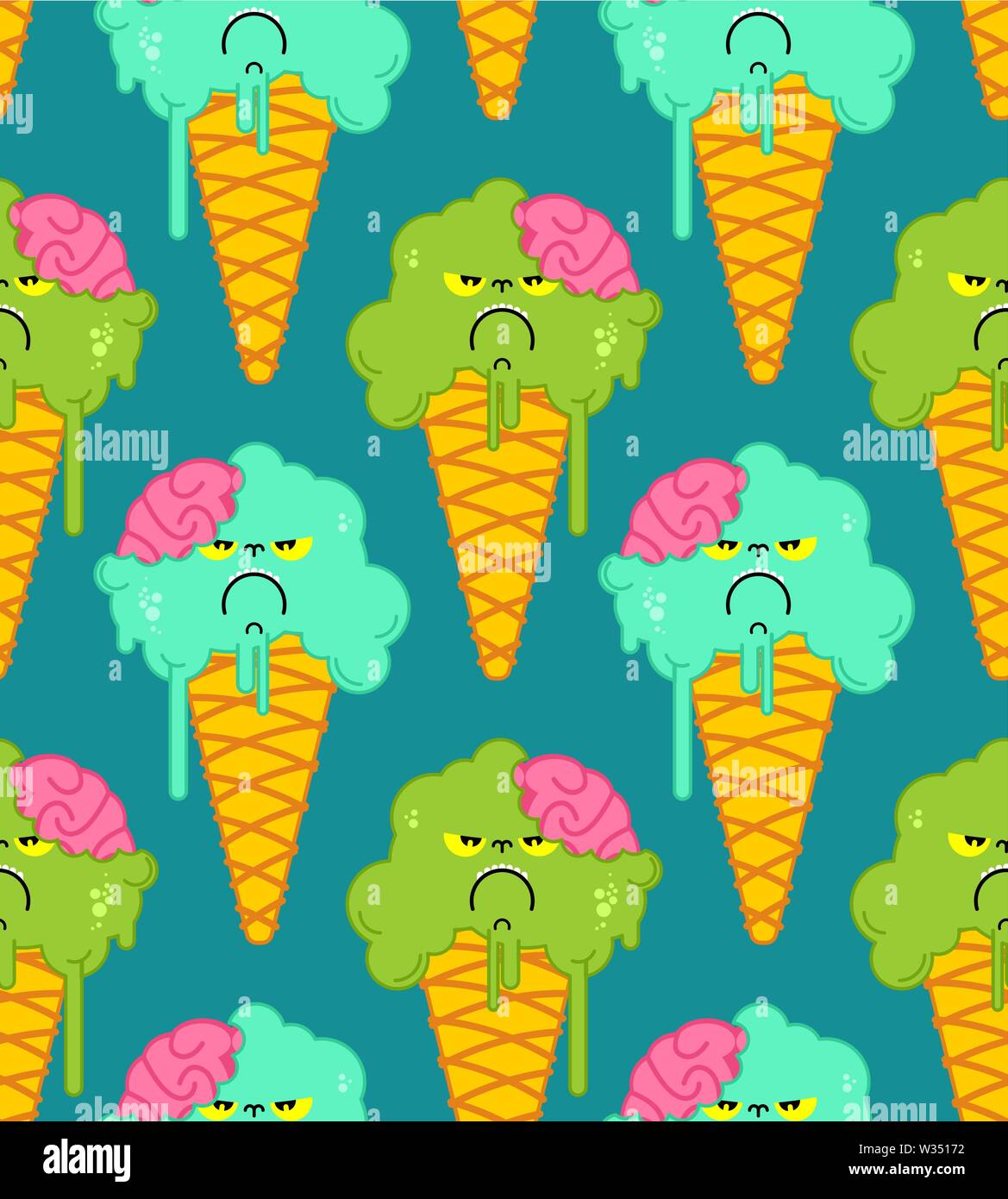 Ice Cream Zombie pattern seamless. Pistachio green Frozen Sweet ...