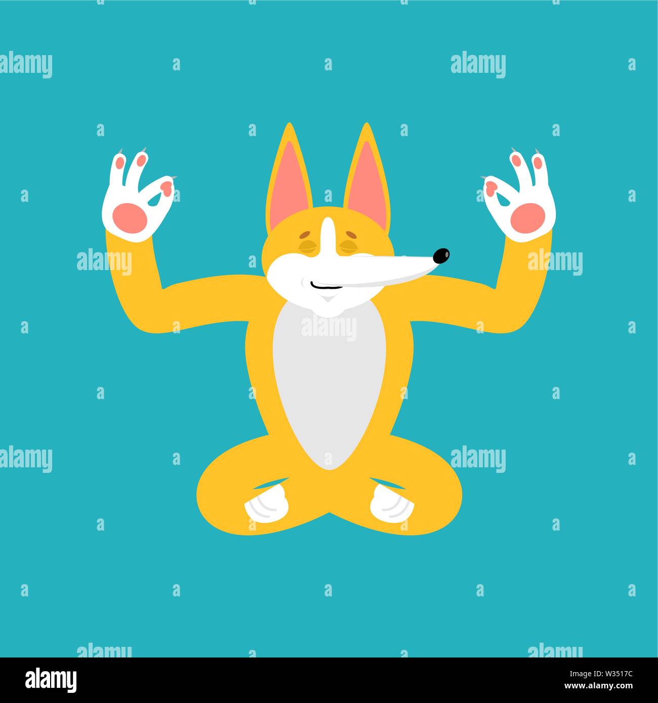 Corgi yoga. Dog syogi. Pet Relaxation and meditation. Vector ...