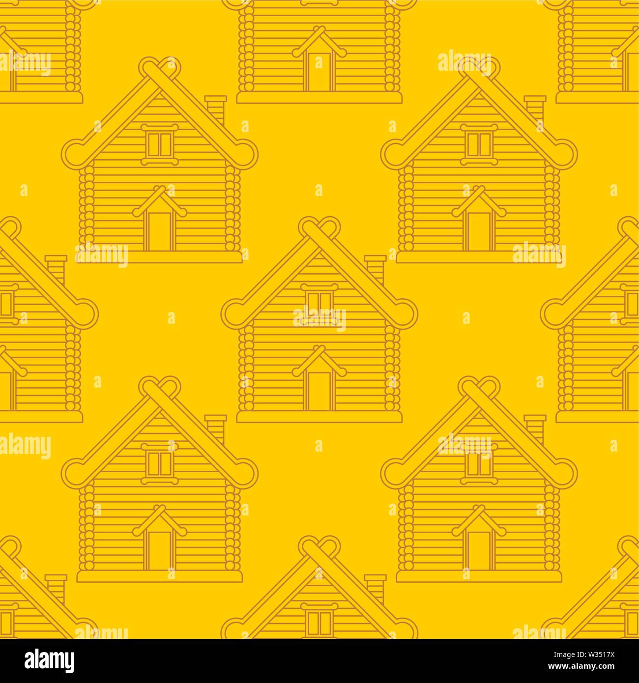 Russian hut pattern seamless. Wooden house in Russia background ...