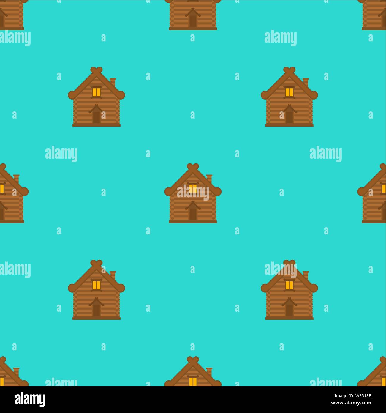 Russian hut pattern seamless. Wooden house in Russia background ...