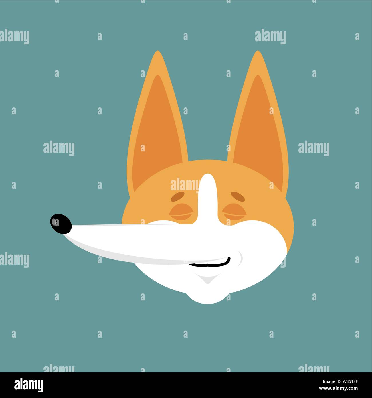 Corgi sleeping emoji. Dog asleep emotions avatar. Pet dormant. Vector ...