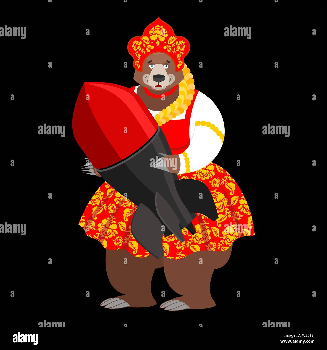 Russian bomb and Bear. Nuclear weapons in Russia. Vector illustration ...
