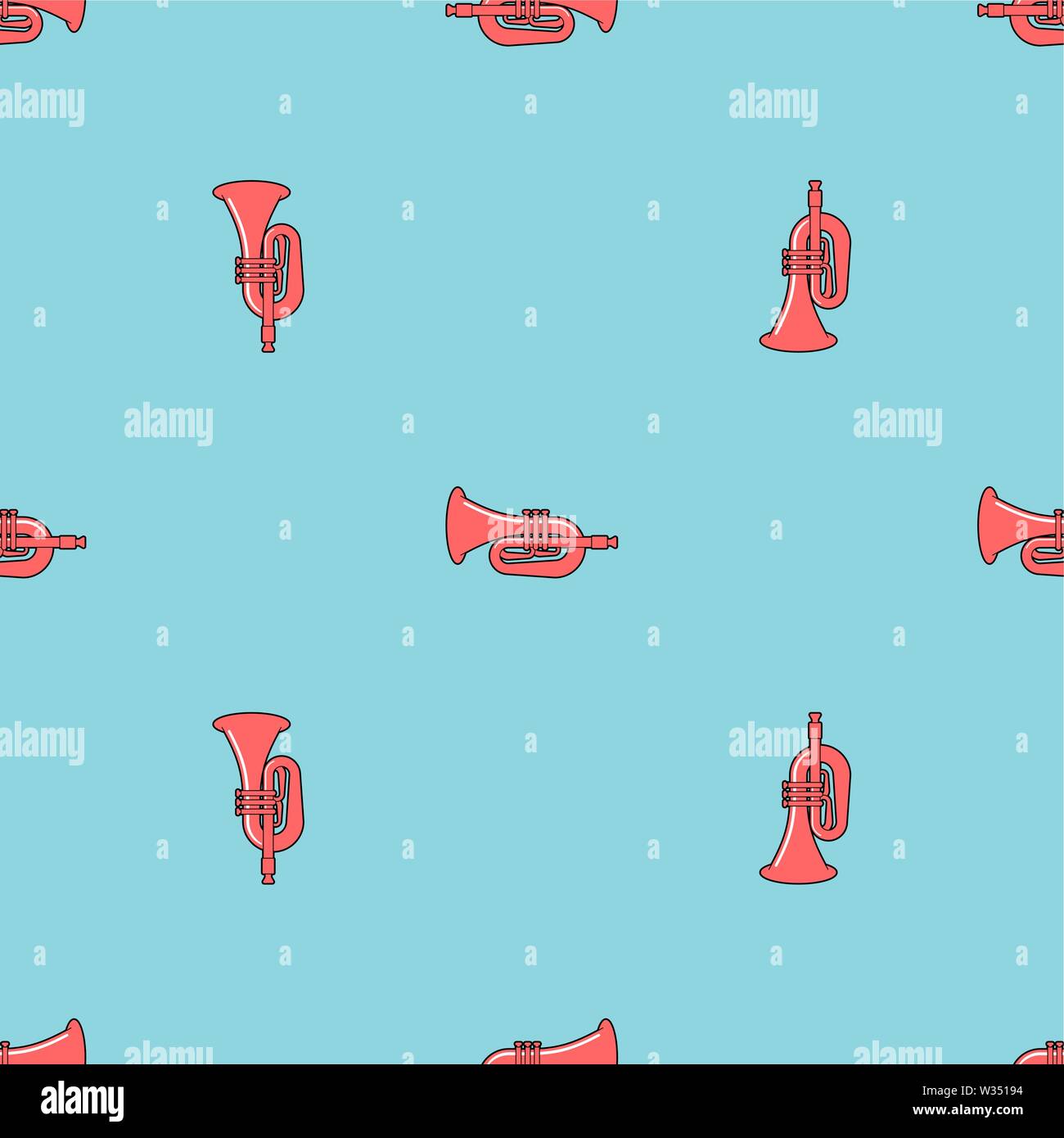 Trumpet pattern seamless. Musical instrument background . Horn vector ...