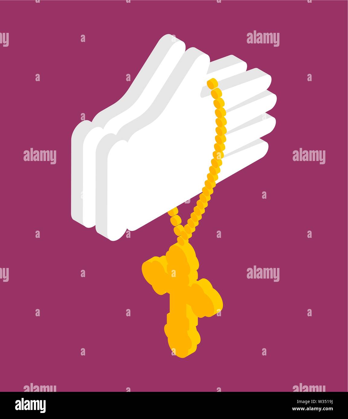 Hands in prayer and cross isolated. Prayer Religion vector texture ...