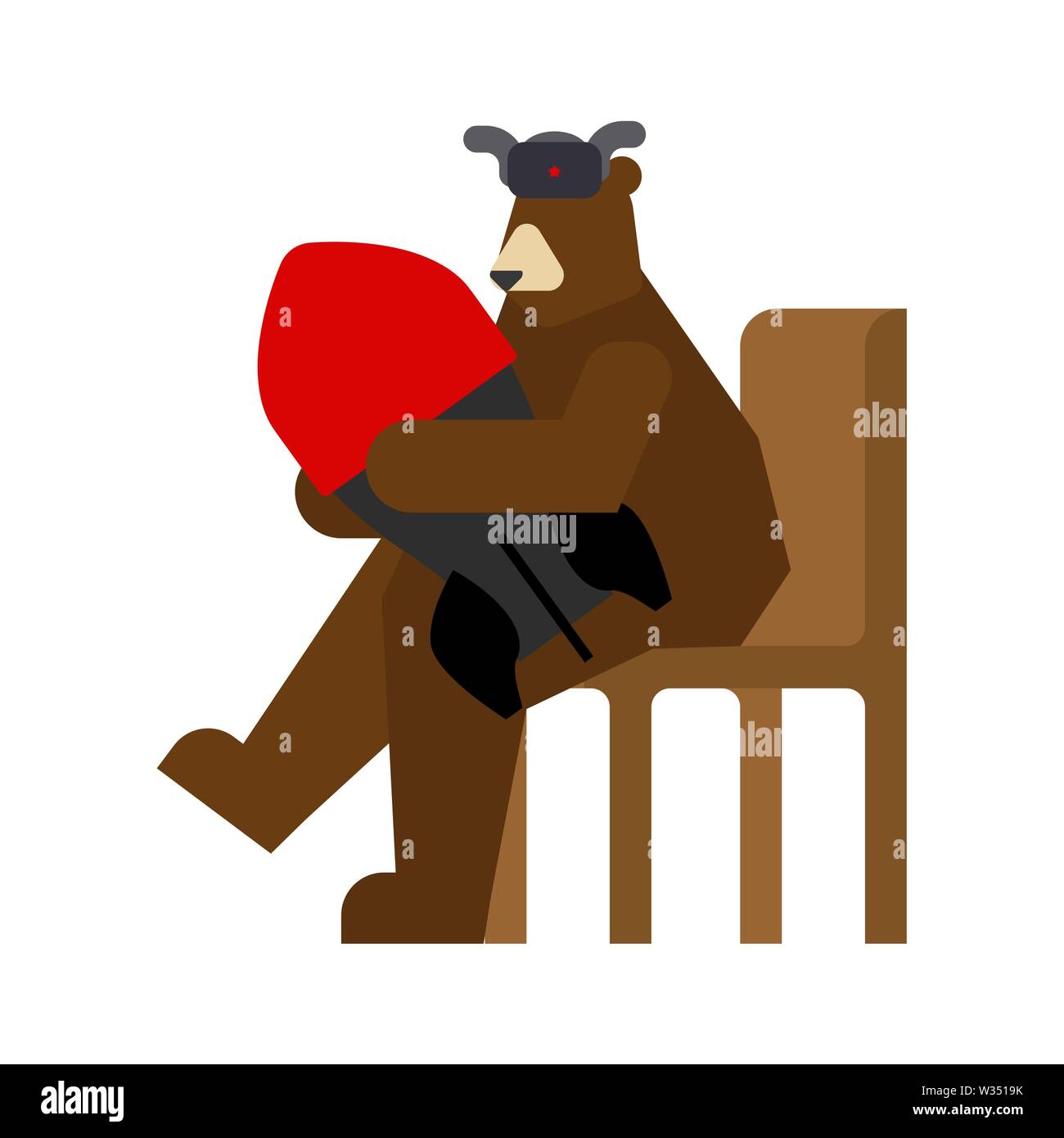 Russian bear and bomb. Beast and rocket. National Russia Nuclear ...