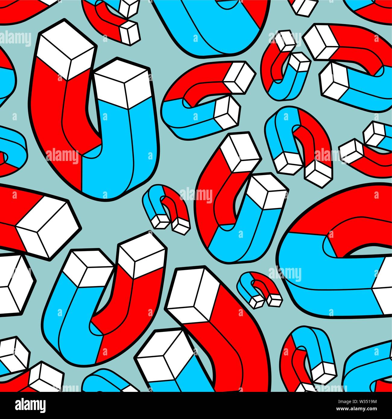 Magnet pattern seamless. loadstone background. vector texture Stock ...