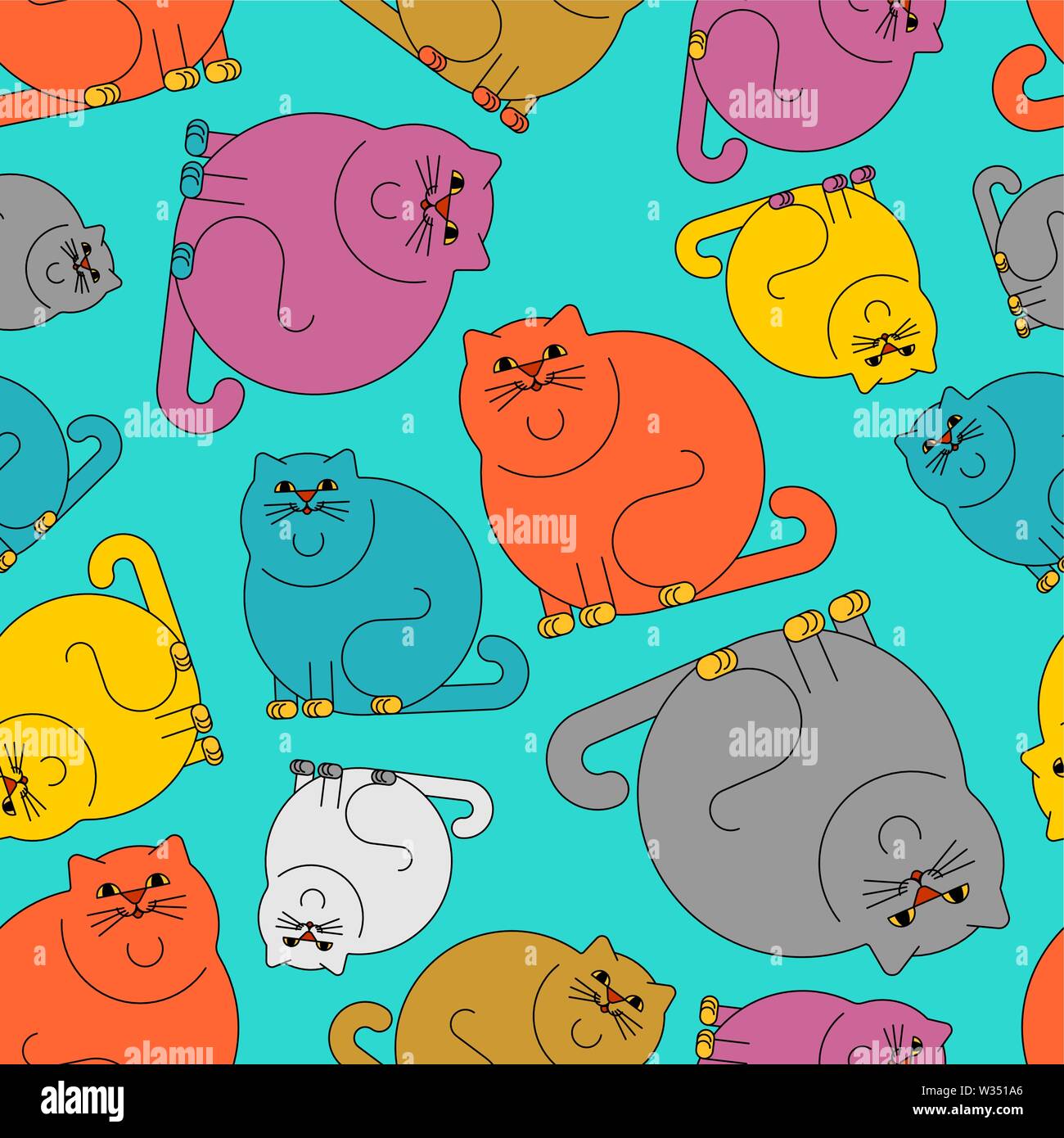 Fat cat pattern seamless. thick Pet background. vector illustration ...