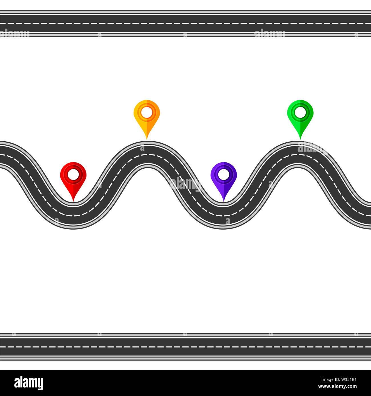 Road and Highway with Markers for City Map Creation. Path Desigh for ...