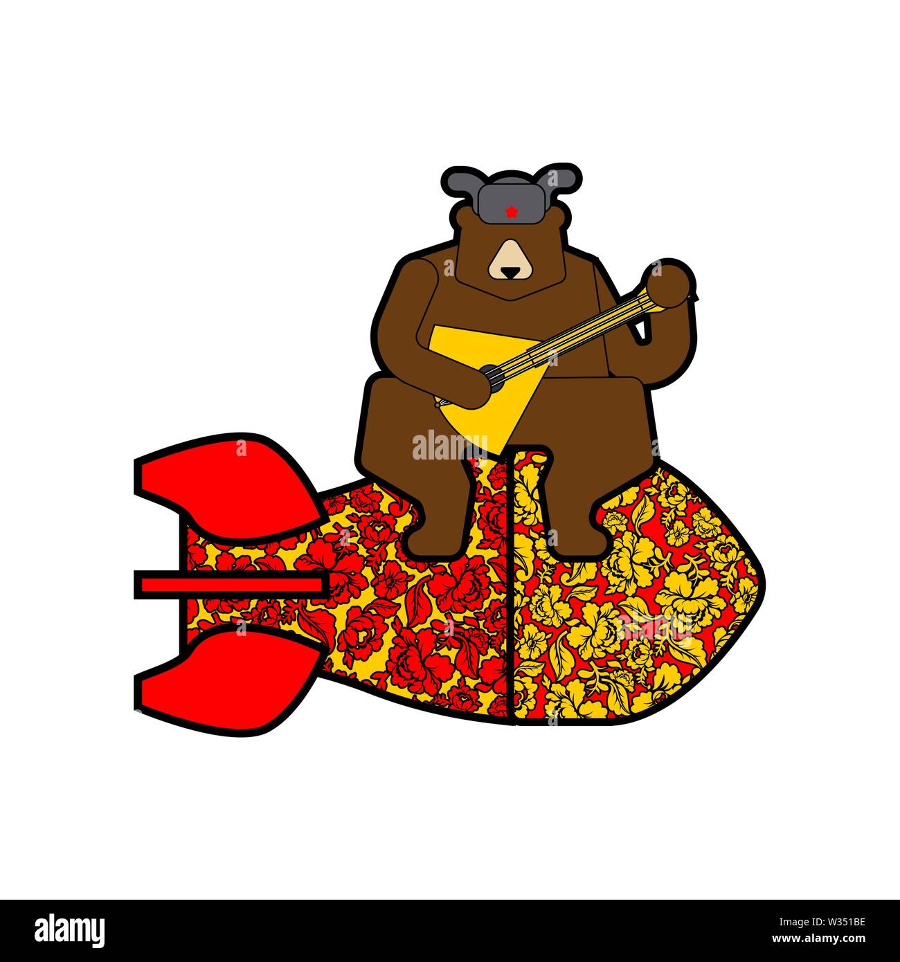 Russian bear and bomb. Beast and rocket. National Russia Nuclear ...